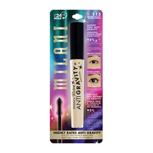 Milani Highly Rated Anti-Gravity Black Mascara with Castor Oil and Molded Hourglass Shaped Brush - 1 Pack