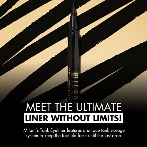 Milani The Tank Liquid Eyeliner - No-Skip Liquid Eyeliner Pen, Waterproof Formula, Makeup Pen Black, Long Lasting & Smudgeproof