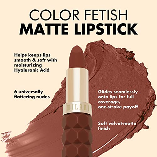 Milani Color Fetish Matte Lipstick (Pleasure) & Milani Highly Rated Anti-Gravity Black Mascara with Castor Oil and Molded Hourglass Shaped Brush