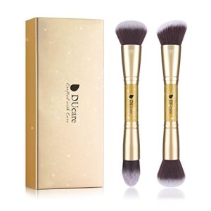 ducare makeup brushes duo end foundation powder buffer and contour synthetic cosmetic tools 2pcs