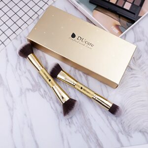 DUcare Makeup Brushes Duo End Foundation Powder Buffer and Contour Synthetic Cosmetic Tools 2Pcs