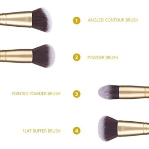 DUcare Makeup Brushes Duo End Foundation Powder Buffer and Contour Synthetic Cosmetic Tools 2Pcs