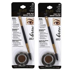 pack of 2 milani stay put brow color, dark brown (05)