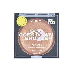 OBLHER B Sun Goes Down Bronzer Lightweight Bronzer Powder Shimmer Bronzing Powder Retouching Facial Contours Bronzer Fine, Lightweight Bronzer Powder Makeup Waterproof and Sweatproof 2.7oz E9503-02