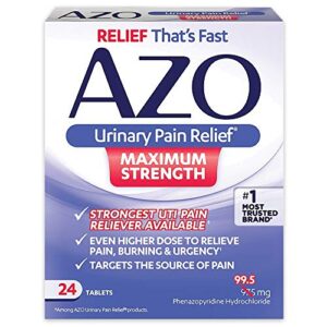 azo urinary pain relief maximum strength | fast relief of uti pain, burning & urgency | targets source of pain | #1 most trusted brand | 24 tablets