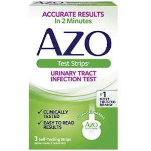 azo urinary tract infection (uti) test strips, accurate results in 2 minutes, clinically tested, easy to read results, clean grip handle, #1 most trusted brand, 3 count