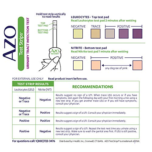 AZO Urinary Tract Infection (UTI) Test Strips, Accurate Results in 2 Minutes, Clinically Tested, Easy to Read Results, Clean Grip Handle, #1 Most Trusted Brand, 3 Count