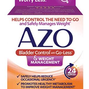 AZO Bladder Control with Go-Less® & Weight Management Dietary Supplement | Helps Reduce Occasional Urgency* | Promotes Healthy Metabolism* | Supports a Good Night’s Sleep* | 48 Capsules