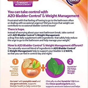 AZO Bladder Control with Go-Less® & Weight Management Dietary Supplement | Helps Reduce Occasional Urgency* | Promotes Healthy Metabolism* | Supports a Good Night’s Sleep* | 48 Capsules