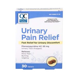 quality choice standard urinary pain relief tablets, 30 count each compared to azo (1 pack)