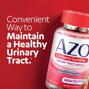 AZO Cranberry Urinary Tract Health Gummies Dietary Supplement, 2 Gummies = 1 Glass of Cranberry Juice, Helps Cleanse & Protect, Natural Mixed Berry Flavor, Non-GMO, 72 Gummies