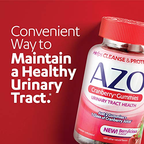 AZO Cranberry Urinary Tract Health Gummies Dietary Supplement, 2 Gummies = 1 Glass of Cranberry Juice, Helps Cleanse & Protect, Natural Mixed Berry Flavor, Non-GMO, 72 Gummies