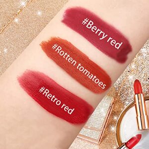 Gireatick Matte Lipstick Makeup Set for Woman, 3pcs Long Lasting Velvet Lipstick in One Glamour Chain Bag, Non-Stick Cup Red Lipstick, Not Fade Waterproof, Color Sensational Lipstick set, Lip Kit Gift Set