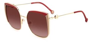 carolina herrera her 0111/s rose gold red/red shaded 57/20/145 women sunglasses