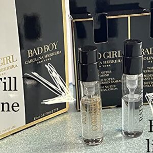 Carolina Herrera Good Girl EDP & Bad Boy EDT Sample Set Spray Vial 1.5 ml 0.05FL oz each