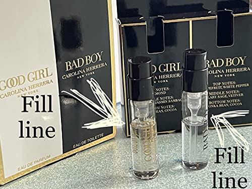 Carolina Herrera Good Girl EDP & Bad Boy EDT Sample Set Spray Vial 1.5 ml 0.05FL oz each