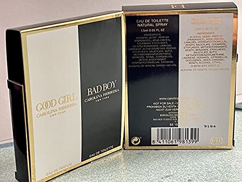 Carolina Herrera Good Girl EDP & Bad Boy EDT Sample Set Spray Vial 1.5 ml 0.05FL oz each