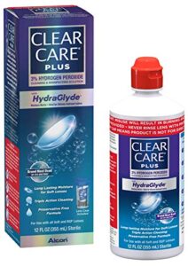 clear care plus cleaning and disinfecting solution with lens case, clear, 12 fl oz