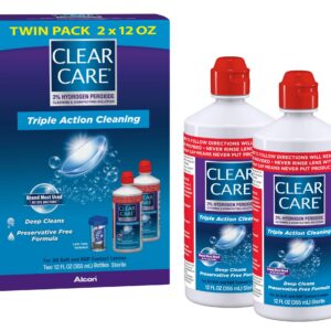 Clear Care Cleaning & Disinfecting Solution with Lens Case, Twin Pack,12 Fl Oz (Pack of 2)