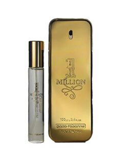 paco rabanne paco rabanne 1 million gift set for men (3.4 ounce eau de toilette + 0.68 ounce travel spray), 4.08 ounce