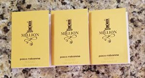 3 paco rabanne 1 one million men edt .05 oz/1.5 ml each spray sample vial