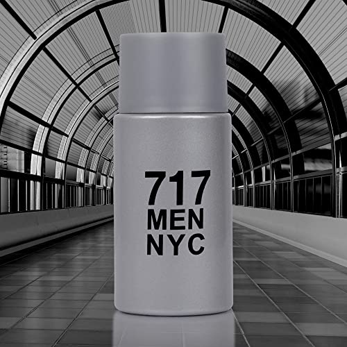 NovoGlow 717 Men NYC- 100ml/3.4 Fl Oz Eau De Parfum Spray - Long Lasting Citrusy Warm Spicy & Woody Fragrance Smell Fresh & Sporty All Day Includes Carrying Pouch Gift for Men for All Occasions