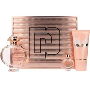 paco rabanne paco rabanne olympea for women 3piece tin box set (2.7 oz eau de parfum spray/ 3.4 oz body lotion/ 10 ml eau de parfum spray), 6.2 oz