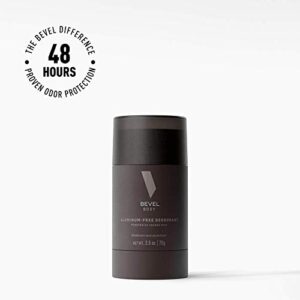 Bevel Deodorant for Men with Coconut Oil and Shea Butter, Aluminum Free, No Streaks, 48 Hour Protection, 2.5 Oz