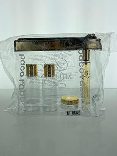 Paco Rabanne Lady Million For Women 5 Piece Set (0.34 Eau De Parfum Travel Spray + 3 Empty Containers + Toiletry Bag)