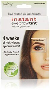 godefroy instant eyebrow color, medium brown, 0.18 ounces, 12-weeks of long lasting, 3-applications per kit, 3 count (pack of 1)