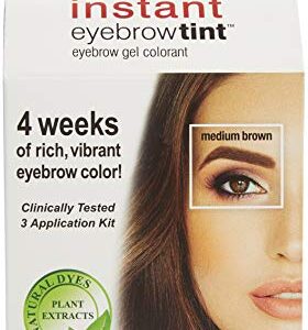 Godefroy Instant Eyebrow Color, Medium Brown, 0.18 ounces, 12-weeks of long lasting, 3-applications per kit, 3 Count (Pack of 1)