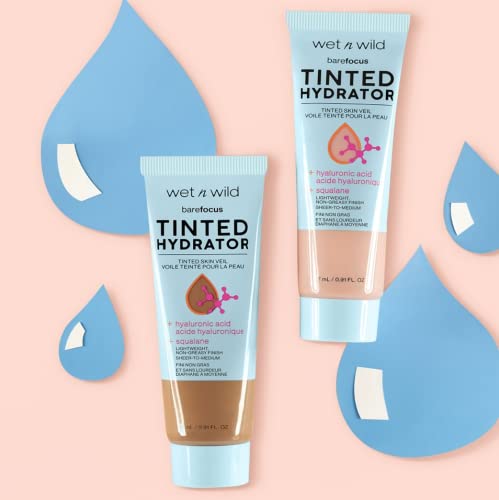 Wet n Wild Bare Focus Tinted Hydrator Matte Natural Finish, Oil-Free Tinted Face Moisturizer Makeup, Hyaluronic Acid, Squalane, Sheer To Medium Coverage, Tan Medium Deep