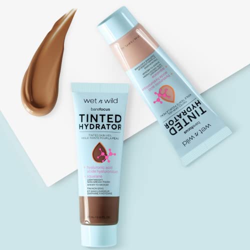 Wet n Wild Bare Focus Tinted Hydrator Matte Natural Finish, Oil-Free Tinted Face Moisturizer Makeup, Hyaluronic Acid, Squalane, Sheer To Medium Coverage, Tan Medium Deep