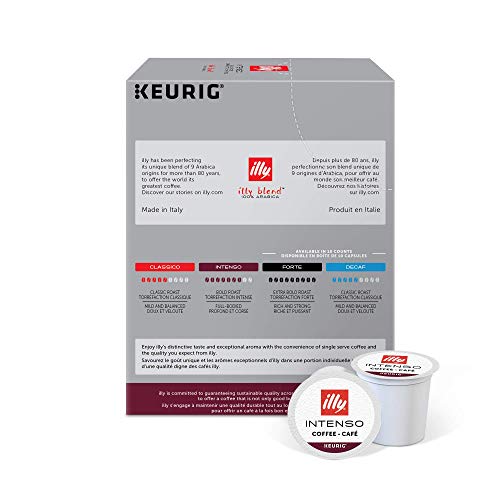 Illy Intense & Robust, Intenso Dark Roast Coffee K-Cups, Made With 100% Arabica Coffee, All-Natural, No Preservatives, Coffee Pods for Keurig Coffee Machines, 20 K Cup Pods (Pack of 1)