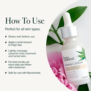 InstaNatural Vitamin C Serum, Vitamin C Serum for Face with Hyaluronic Acid and Ferulic Acid, Brightening Serum and Anti Aging Serum