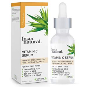 instanatural vitamin c serum, vitamin c serum for face with hyaluronic acid and ferulic acid, brightening serum and anti aging serum