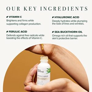 InstaNatural Vitamin C Serum, Vitamin C Serum for Face with Hyaluronic Acid and Ferulic Acid, Brightening Serum and Anti Aging Serum