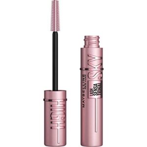 maybelline sky high washable mascara makeup, volumizing, lengthening, defining, curling, multiplying, buildable formula, blackest black, 1 count