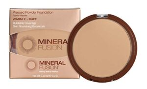 mineral fusion pressed powder foundation, natural age defying makeup, buildable coverage for silky smooth flawless skin,talc free, hypoallergenic (warm) 2,9 g