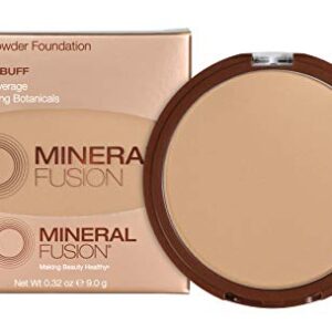 Mineral Fusion Pressed Powder Foundation, Natural Age Defying Makeup, Buildable Coverage for Silky Smooth Flawless Skin,Talc Free, Hypoallergenic (Warm) 2,9 g