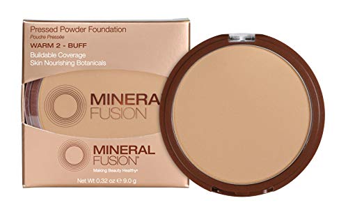 Mineral Fusion Pressed Powder Foundation, Natural Age Defying Makeup, Buildable Coverage for Silky Smooth Flawless Skin,Talc Free, Hypoallergenic (Warm) 2,9 g