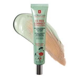 erborian color correcting cc cream with centella asiatica, red correct – light multi-purpose facial concealer with illuminating finish soothes & hydrates – spf korean skincare skin perfector – 1.5 oz