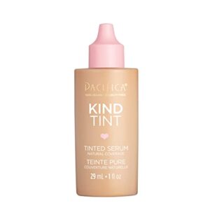 pacifica beauty | kind tint tinted serum | skincare ingredients – vegan collagen, hyaluronic acid, vitamin c, niacinamide, caffeine | lightweight foundation | vegan, cruelty free, clean makeup