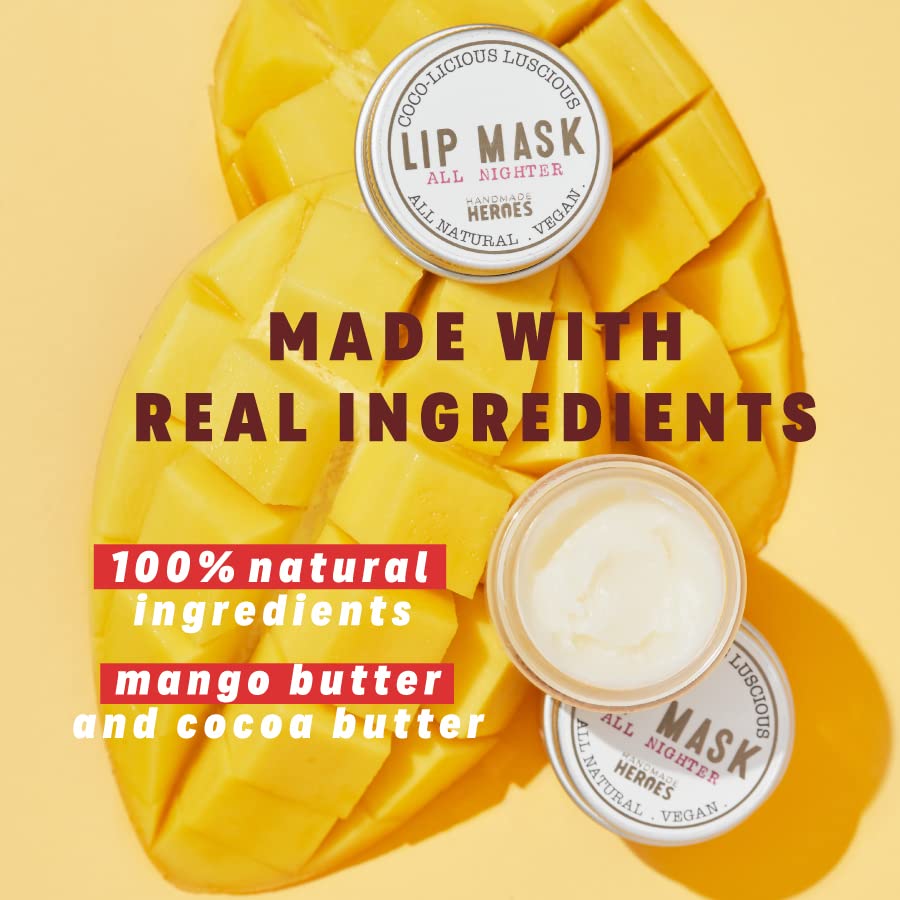 100% Natural Vegan Hydrating Lip Mask and Lip Mask Pack | Overnight Lip Moisturizing mask and lip sleeping mask for Dry Lips. Fragrance free, Alcohol free Intensive Lip Balm and Lip masks Therapy Skin Care (Original - All Nighter)