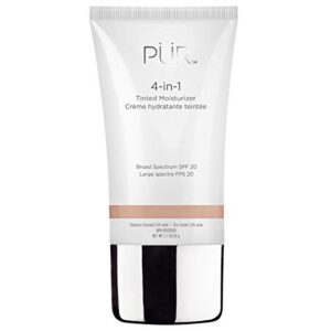 pÜr 4-in-1 tinted moisturizer with spf 20 – hydrating face moisturizer, primer, & foundation with shea butter, aloe vera & vitamin b3 – vegan friendly – free of paraben, gluten & bpa – bone