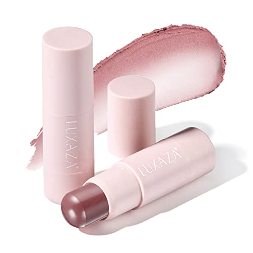 LUXAZA Cream Blush Stick Makeup for Cheeks, Natural Matte Lip and Cheek Makeup Stick Wand for Mature Skin, Lightweight Dewy Finish Creme Blush for Girls and Women, Blush (Matte) #04B Nude-Mauve