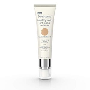 neutrogena healthy skin anti-aging perfector tinted facial moisturizer and retinol treatment with broad spectrum spf 20 sunscreen with titanium dioxide, 40 neutral to tan, 1 fl. oz