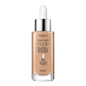 l’oreal paris true match nude hyaluronic tinted serum foundation with 1% hyaluronic acid, medium 4-5, 1 fl. oz.