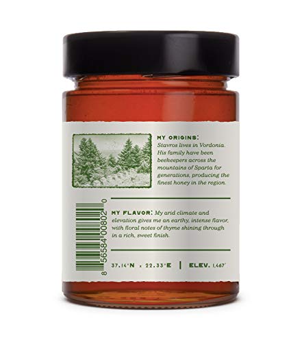 Ancient Foods Ilia Wild Forest and Thyme Honey – Greek Mountain Honey, Raw, Unfiltered Pine Honey from Vordonia, Greece (16oz)