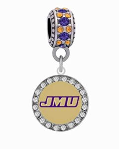 james madison university crystal charm fits most bracelet lines including pandora, cham ilia, troll, biagi, zable, kera, personality, and more …